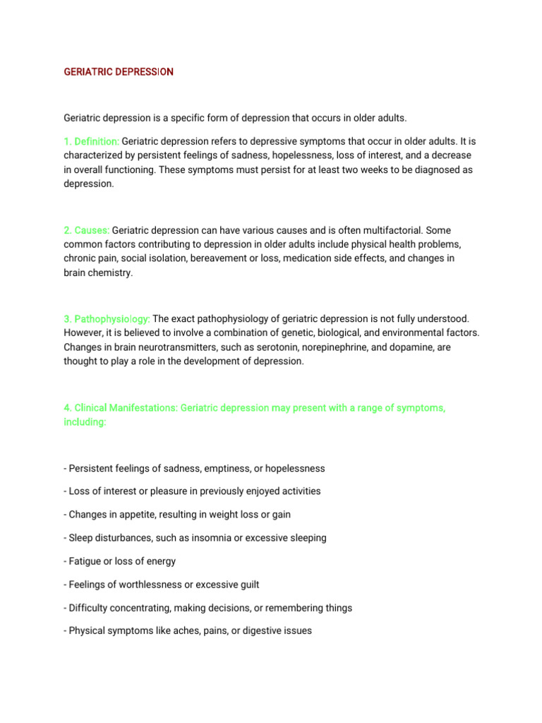Geriatric Depression | PDF | Major Depressive Disorder | Antidepressant