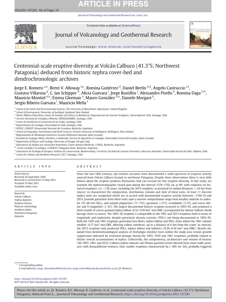 Romero Et Al.,2021 | PDF | Types Of Volcanic Eruptions | Volcano