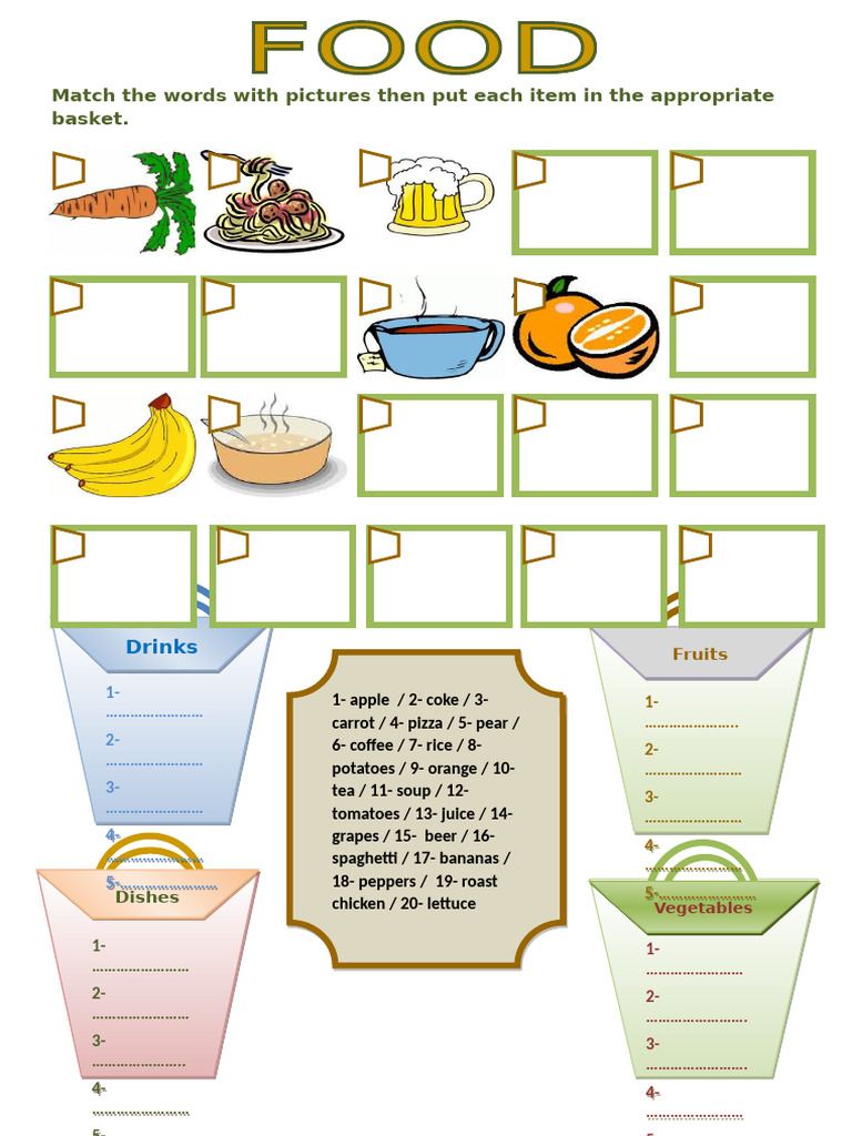 Food Items Sorting Activity | PDF