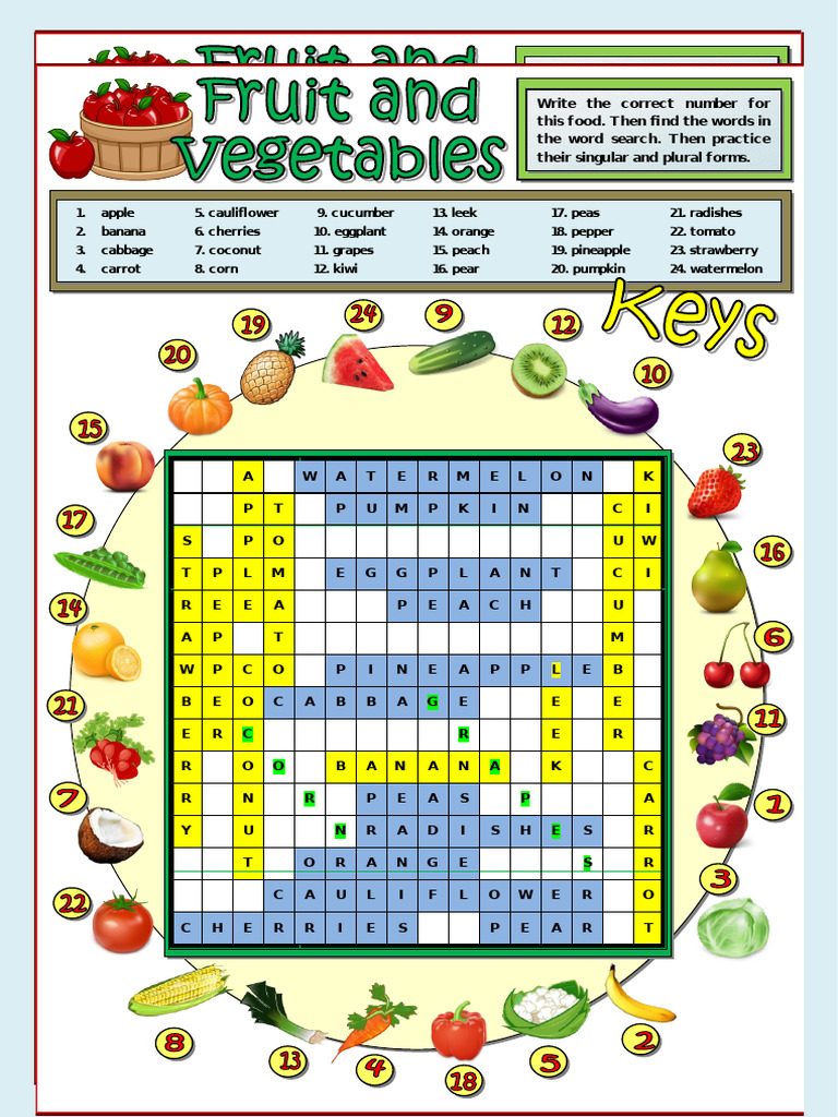 Fruit and Vegetables Wordsearch Fun Activities Games Icebreakers Picture Descripti - 88179 | PDF ...