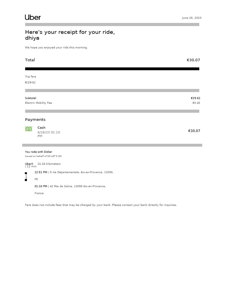 Uber Receipt for June 26, 2023 | PDF