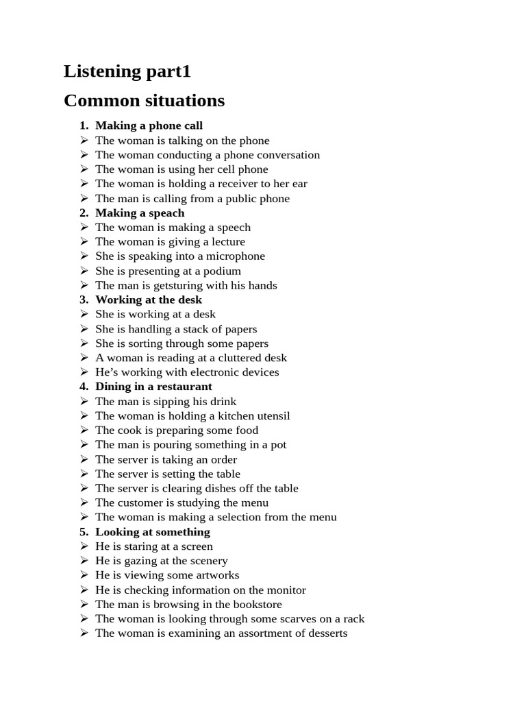Listening Part1 - Common Situations | PDF | Waiting Staff | Menu