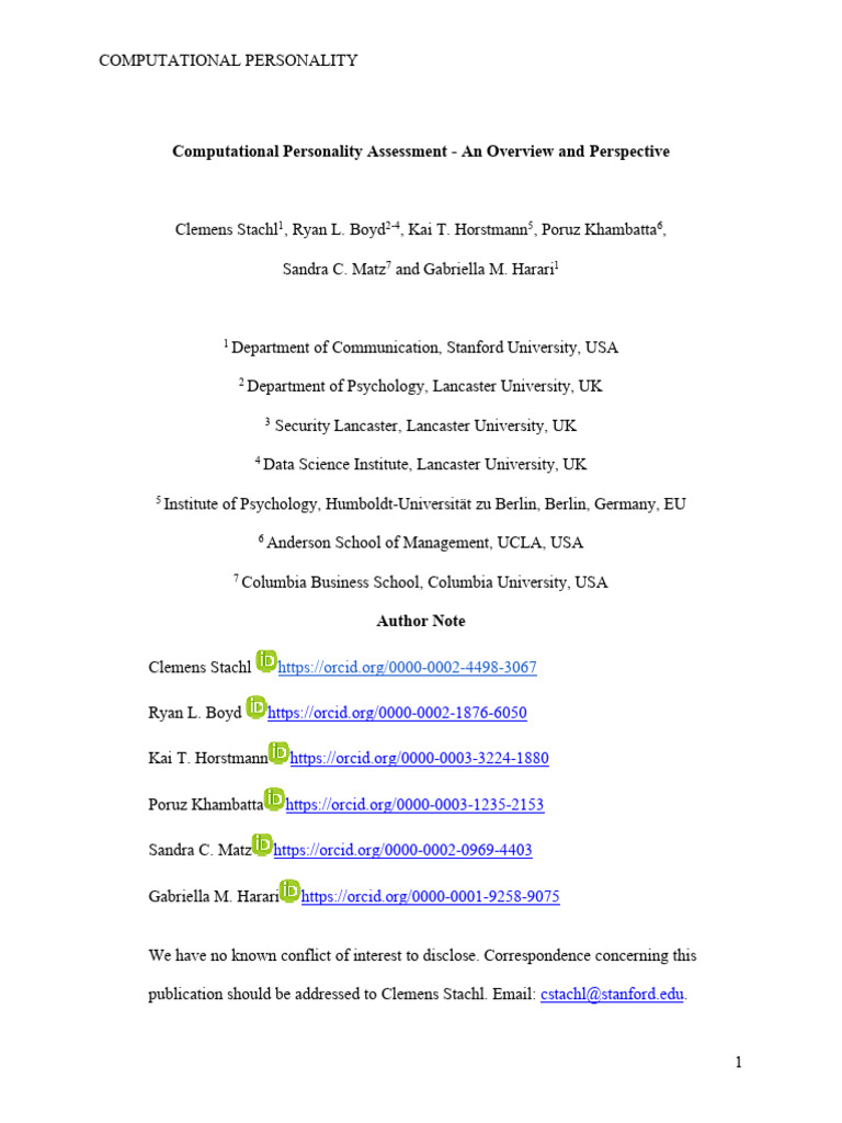 Computational Personality Insights | PDF | Validity (Statistics) | Self Report Study