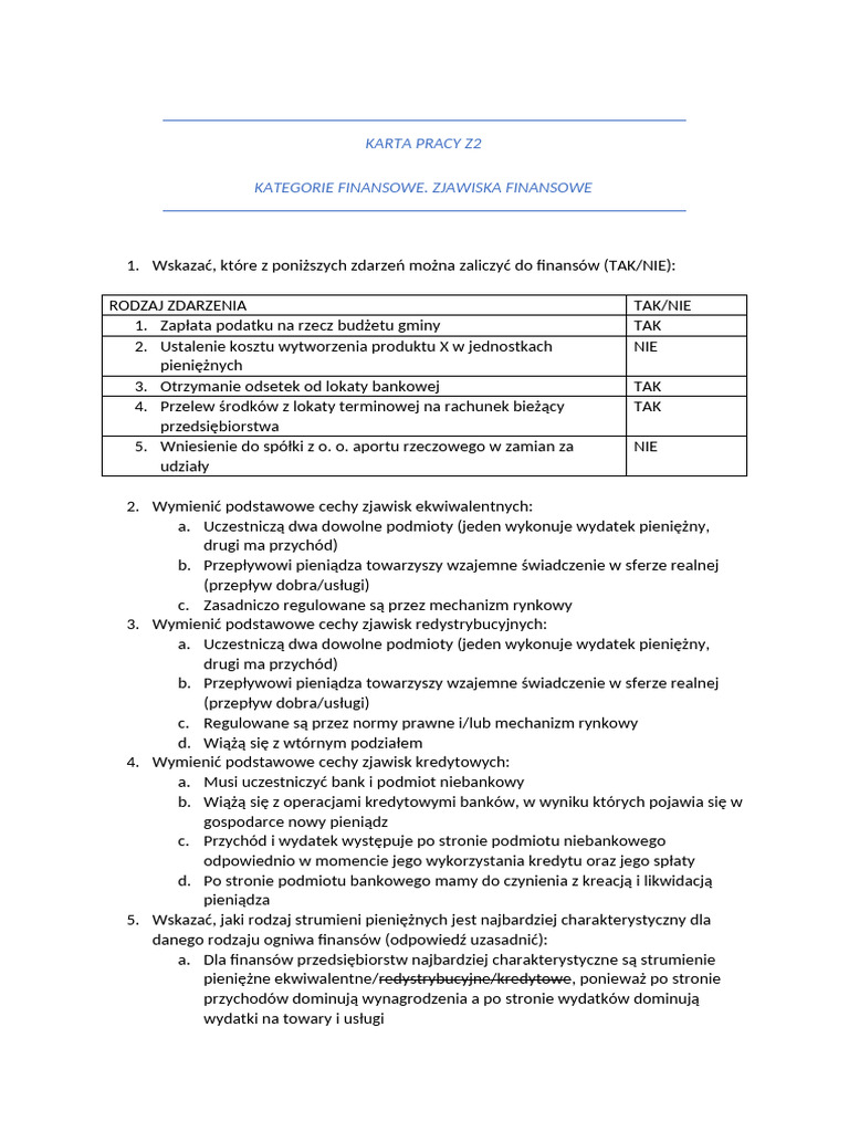Notatki Finanse cz.1 | PDF