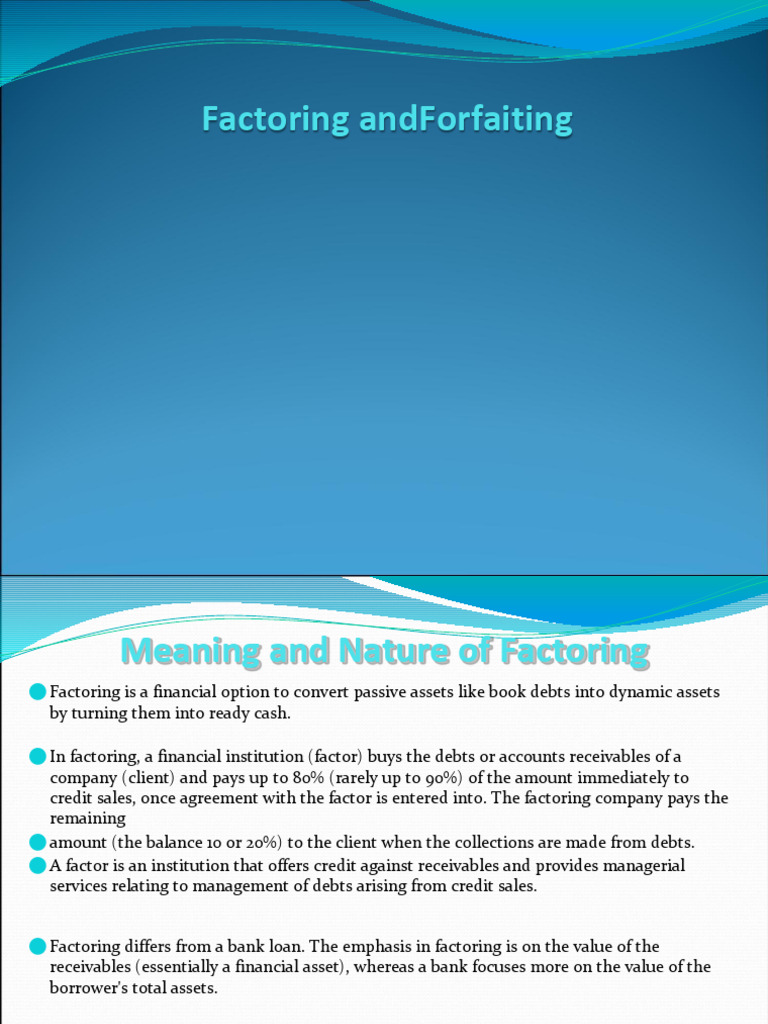 Factoring and Forfaiting | PDF | Factoring (Finance) | Credit