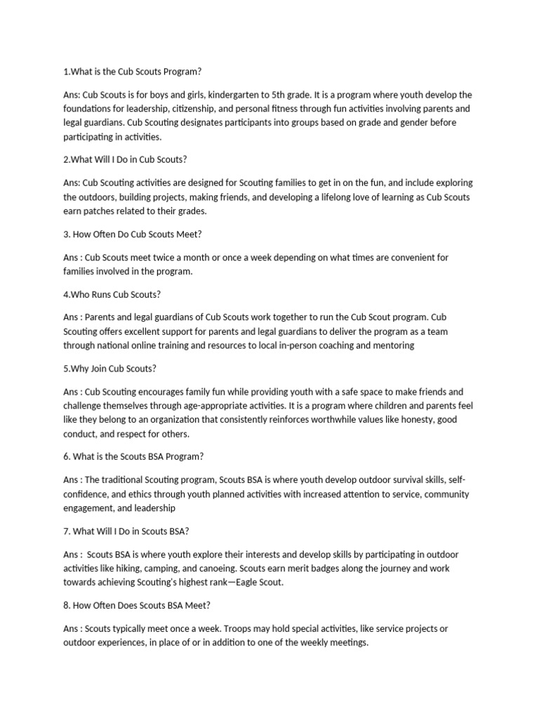 Scouting Data Basic Question | PDF | Boy Scouts Of America | Scouting