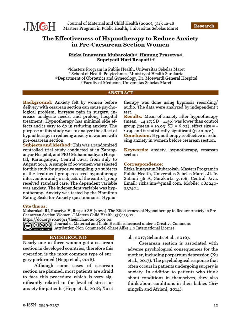 abdush,+02.+Rizka+Innayatun 2020 | PDF | Hypnotherapy | Human Reproduction