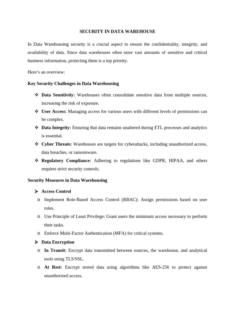 Data Warehouse Security Essentials | PDF | Security | Computer Security