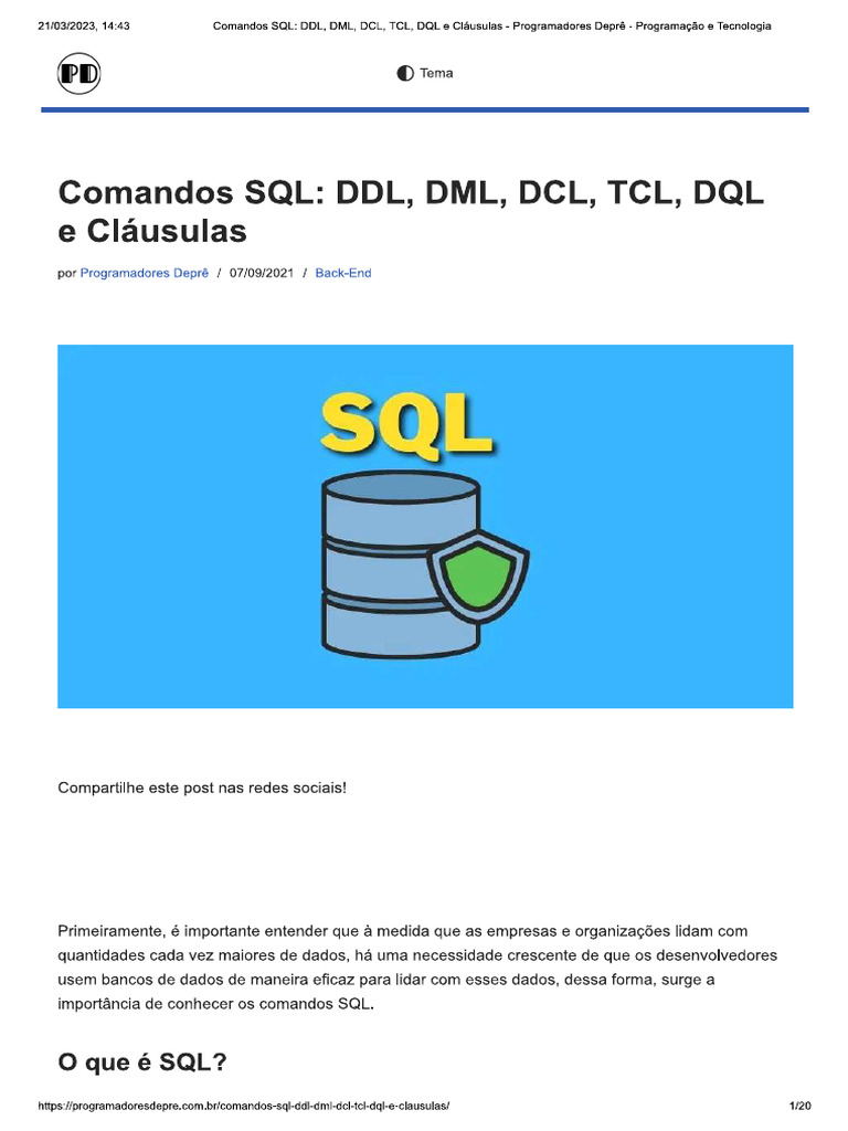 COMANDOS DDL,DTL, DML DQL | PDF COMANDOS DDL,DTL, DML DQL | PDF