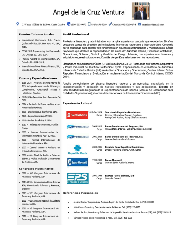 CV Angel de La Cruz V. | PDF | Auditoría | Contabilidad