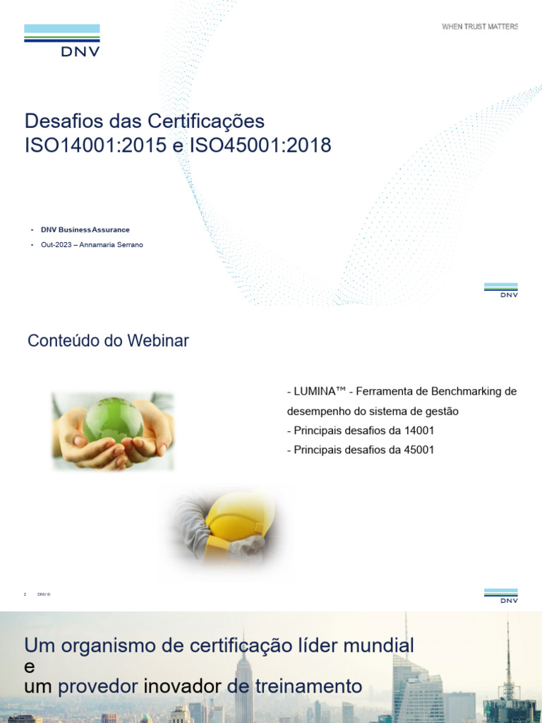 Desafios Das Certificações ISO 14001 e ISO 45001 | PDF | Avaliação ...
