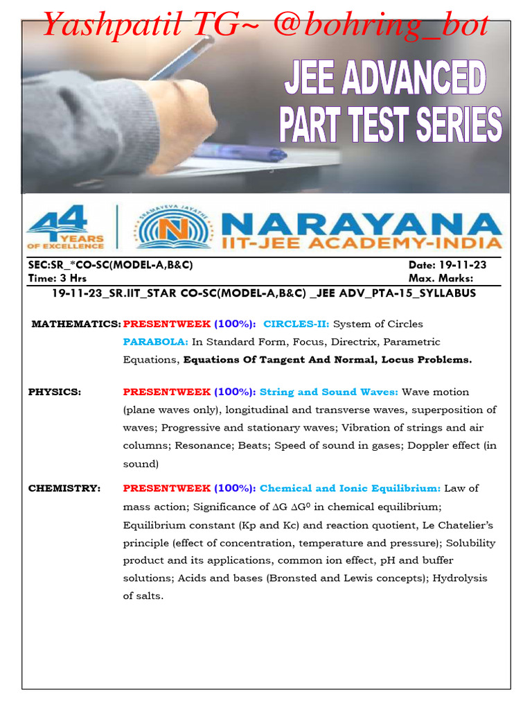 JEE Advanced Practice Test | PDF | Acid | Sound