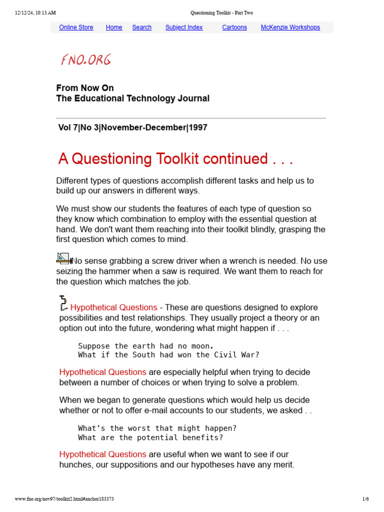 Questioning Toolkit - Part Two | PDF | Hypothesis