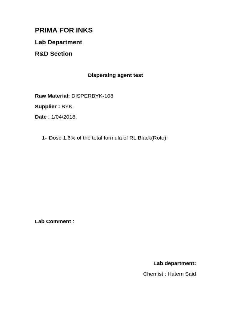 Dispersing Agent Test | PDF