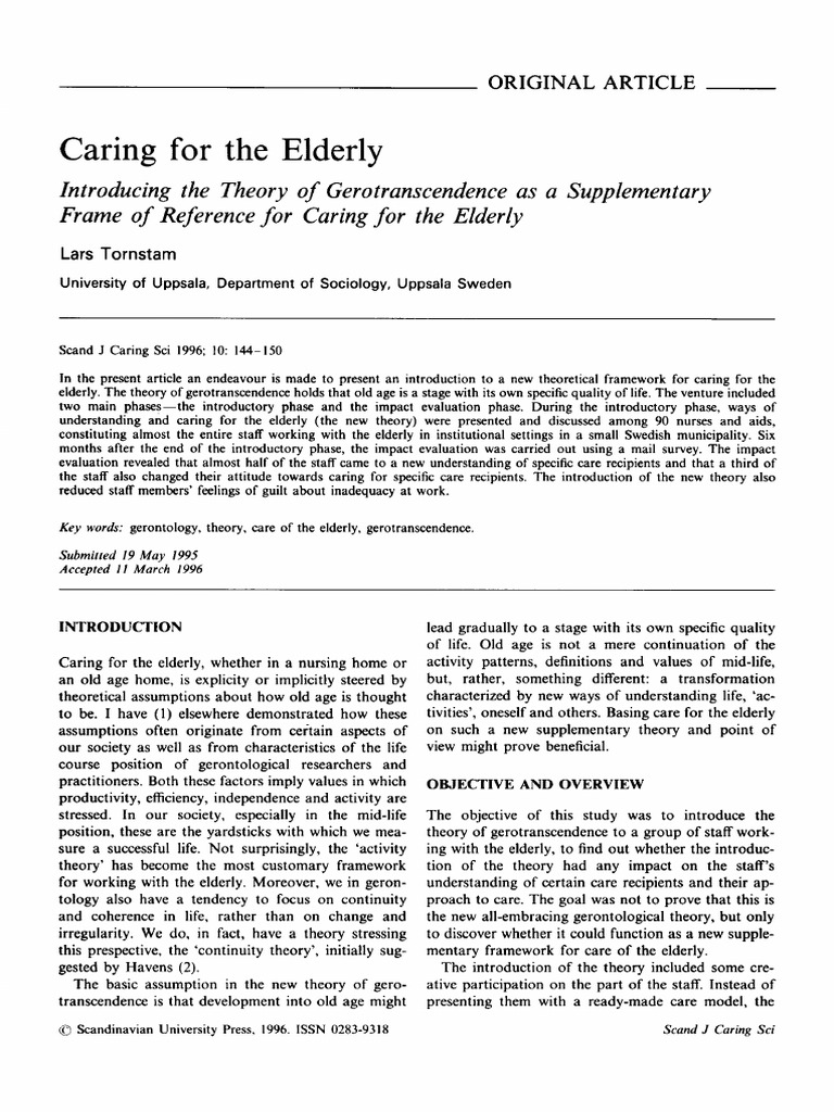 Scandinavian Caring Sciences - September 1996 - Tornstam - Caring For ...