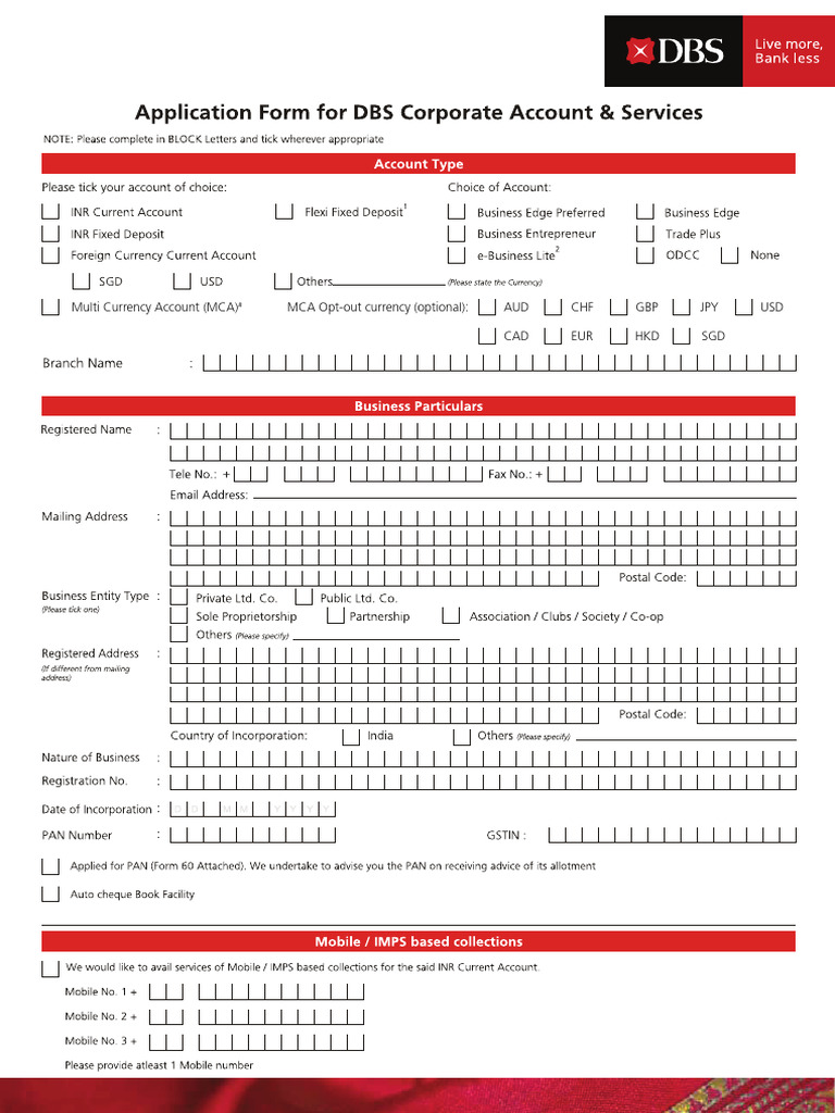 DBS Multi-Currency Account Opening Form | PDF | Banks | Office Of ...