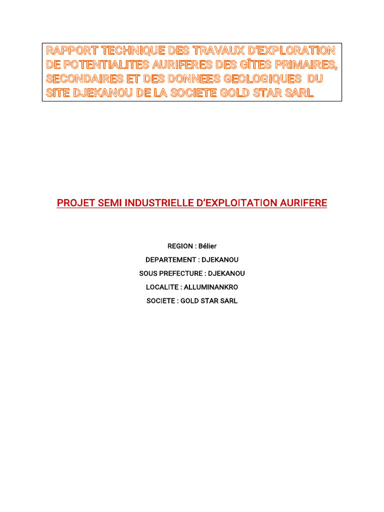Exploration aurifère à Djékanou | PDF | Exploitation minière | Forage