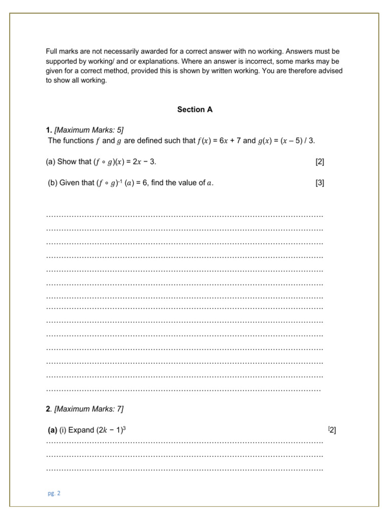 Sample Paper P1 Without Calculator DP 1 | PDF | Asymptote ...