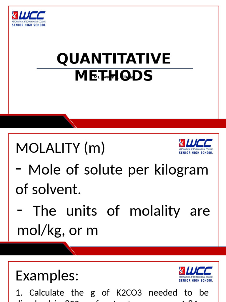 Molality Molarity Etc | PDF