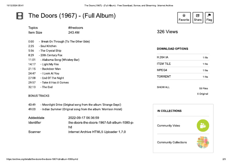 The Doors 1967 (Full Album) | PDF
