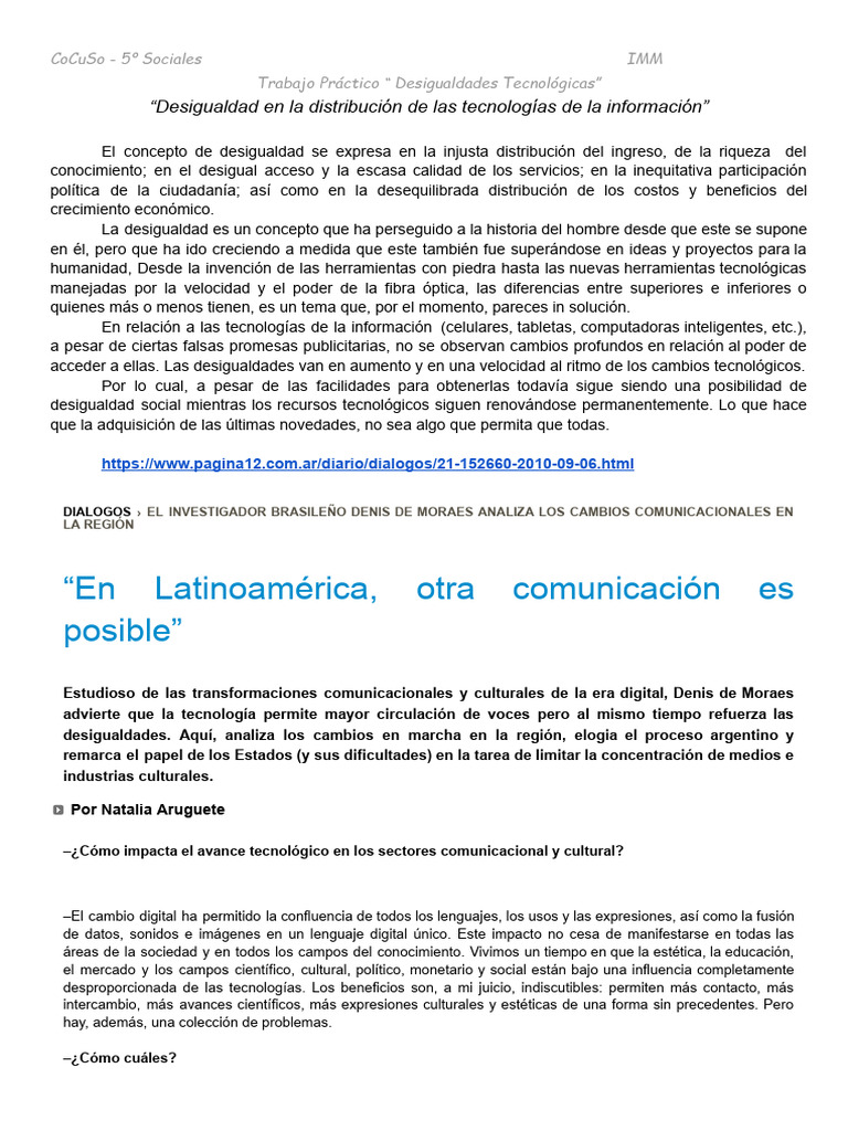 CoCuSo TEXTO - Desigualdad en La Distribuci-N de Las Tecnolog-As de La Informaci-N | PDF ...
