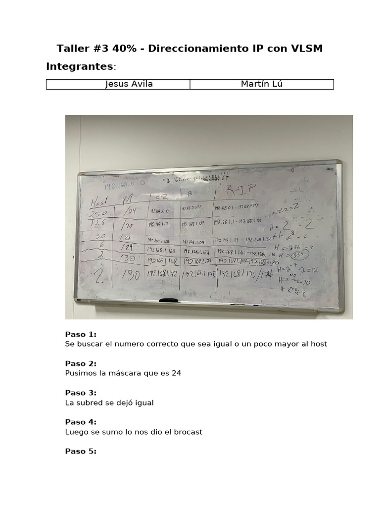 Taller Direccionamiento IP Con VLSM | PDF