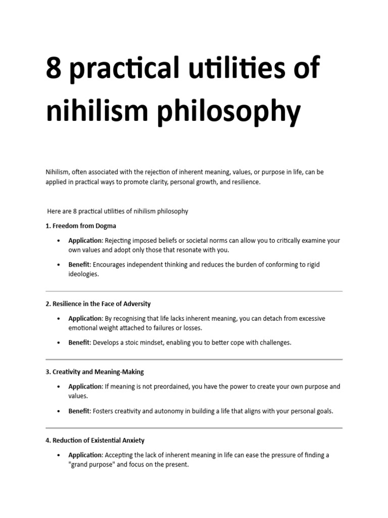 8 Practical Benefits of Nihilism | PDF | Meaning Of Life | Nihilism