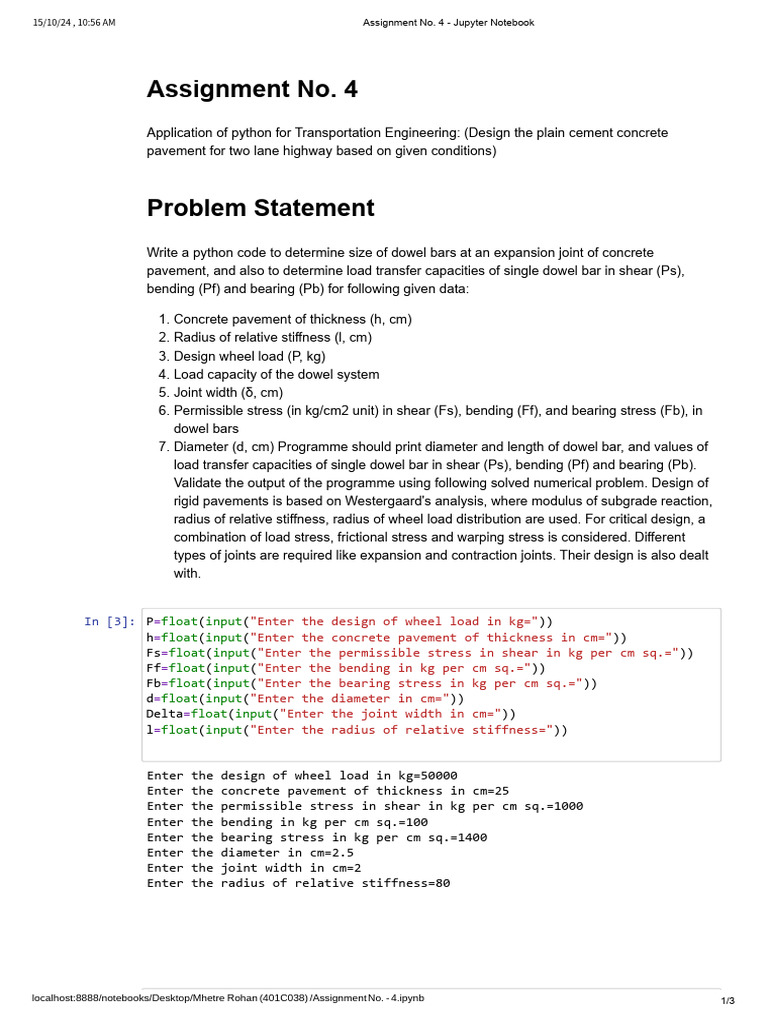 Assignment No. 4 - Jupyter Notebook | PDF | Bending | Stress (Mechanics)