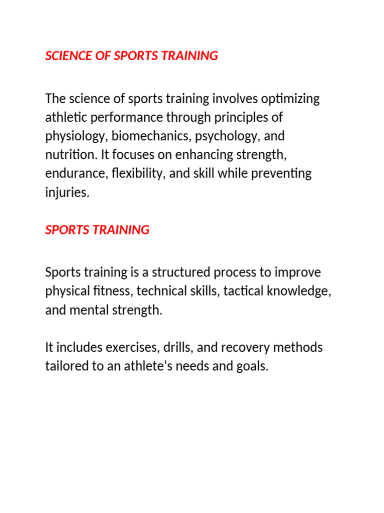 Principles of Sports Training Explained | PDF | Anatomical Terms Of ...