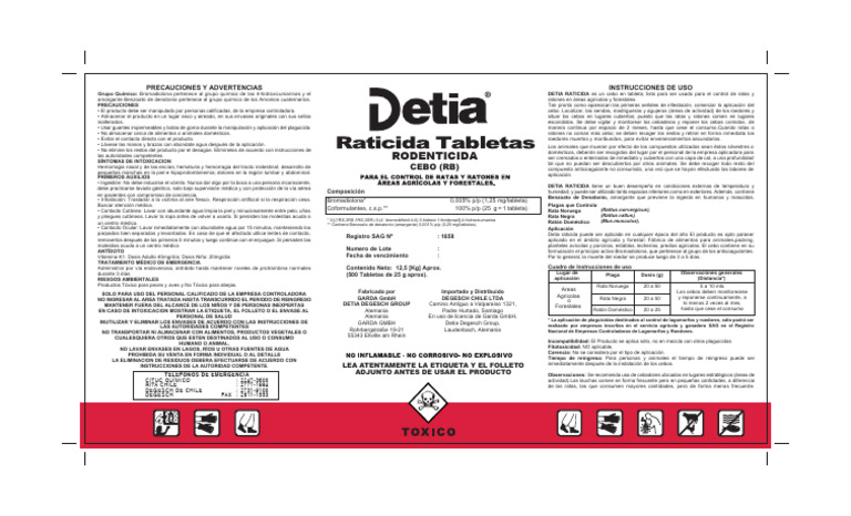 detia_raticida_tabletas_14-01-2019 | PDF | Pesticida | Alimentos