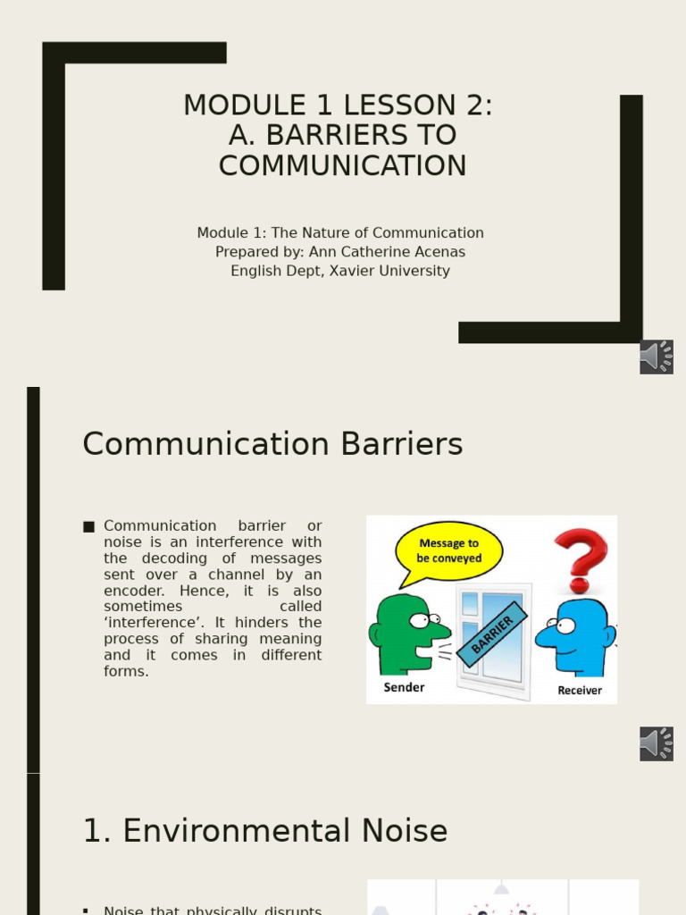 Module 1 Lesson 2-Barriers To Communication With Audio | PDF ...