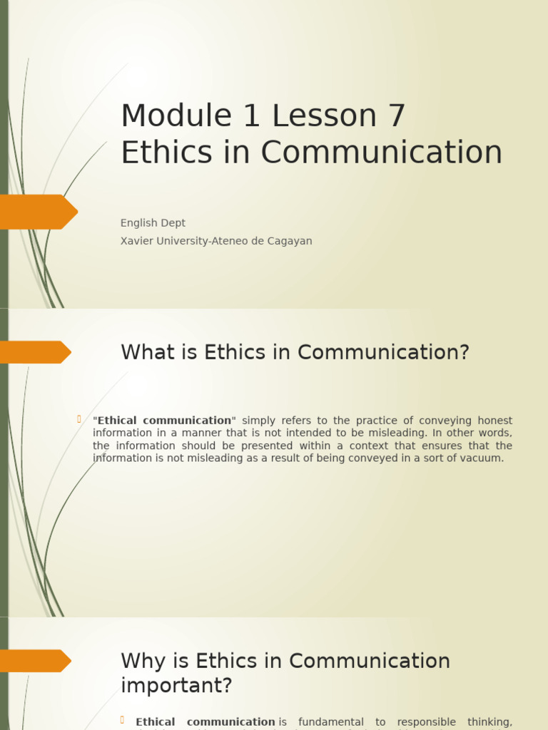 Module 1 Lesson 7-A.ethics in Communication | PDF