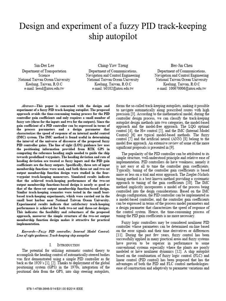Fuzzy PID Ship Autopilot Design | PDF | Control Theory | Fuzzy Logic