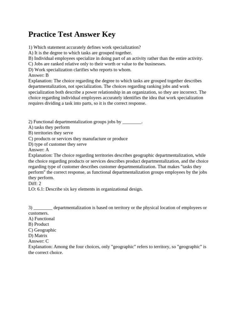 Practice Answer Key Final Exam | PDF | Leadership | Psychology