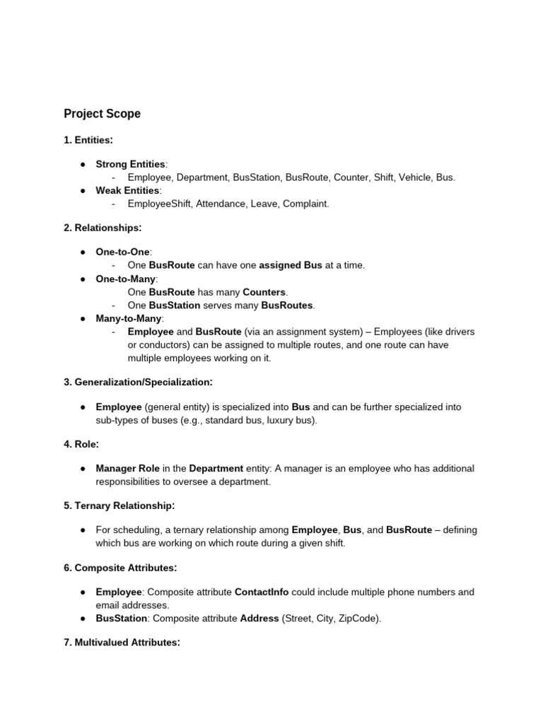 Database Project Scope | PDF | Bus | Data Management Software Database Project Scope | PDF | Bus | Data Management Software