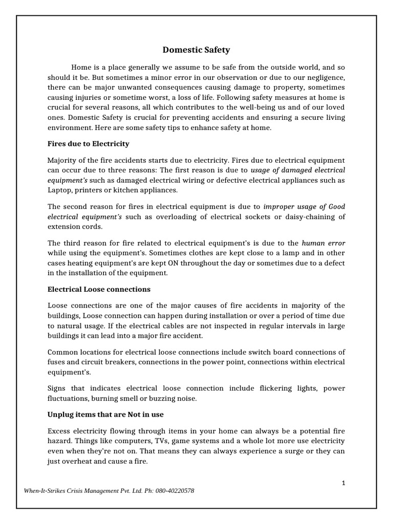 Domestic Safety - Script | PDF | Electrical Equipment | Electric Power