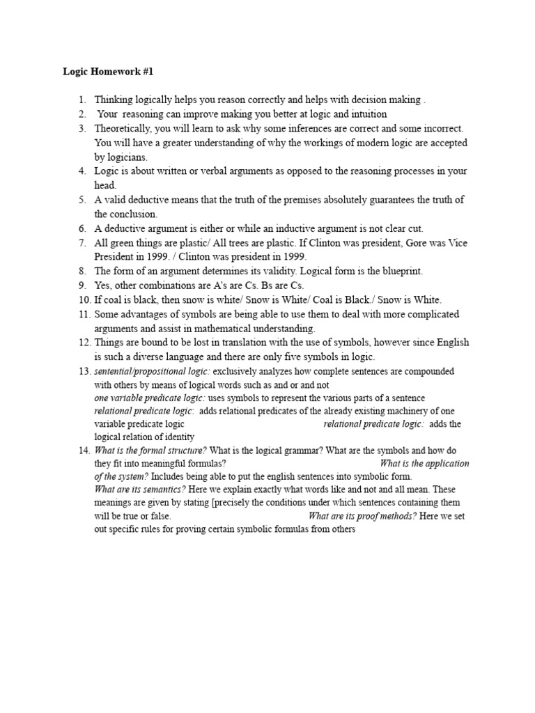 Logic Homework 1 | PDF | Logic | Argument