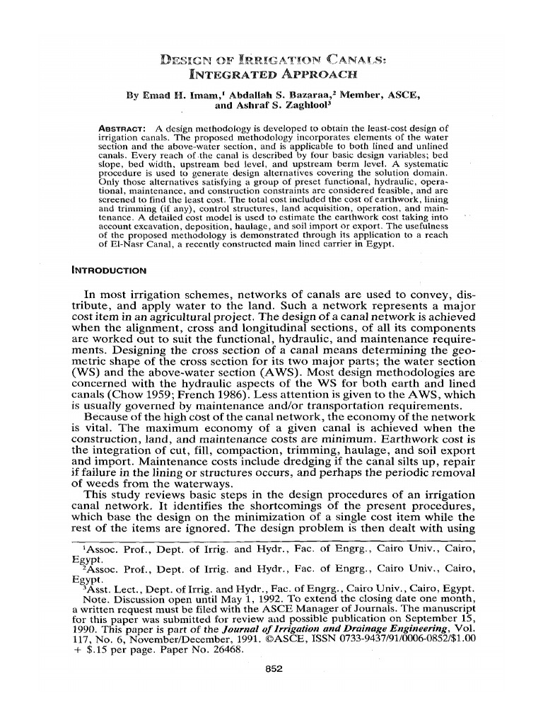 Canal Design - Research Paper | PDF | Canal | Water