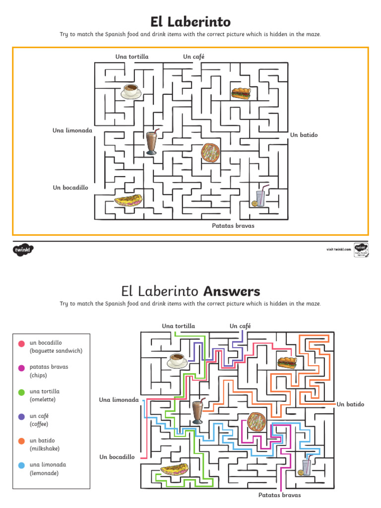 Spanish Food & Drink Maze Game | PDF