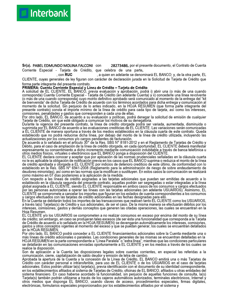 WORD IBK 11 Hojas Signature - Infinte (1) - Pabel | PDF | Tarjeta de crédito | Bancos