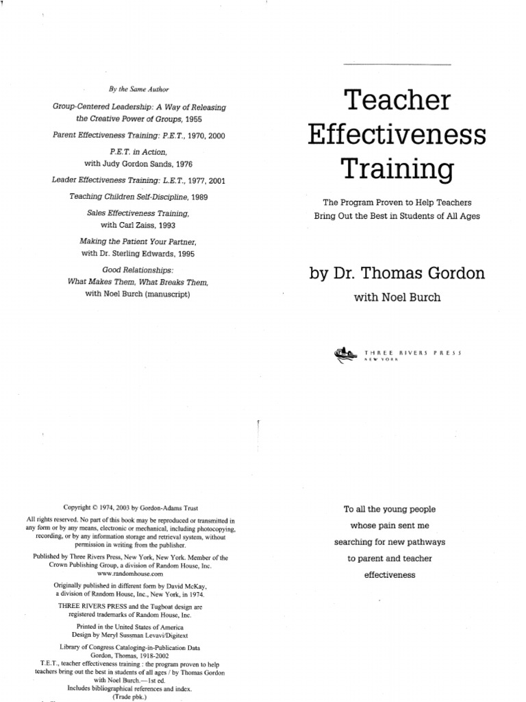 TEACHER Training Thomas Gordon | PDF
