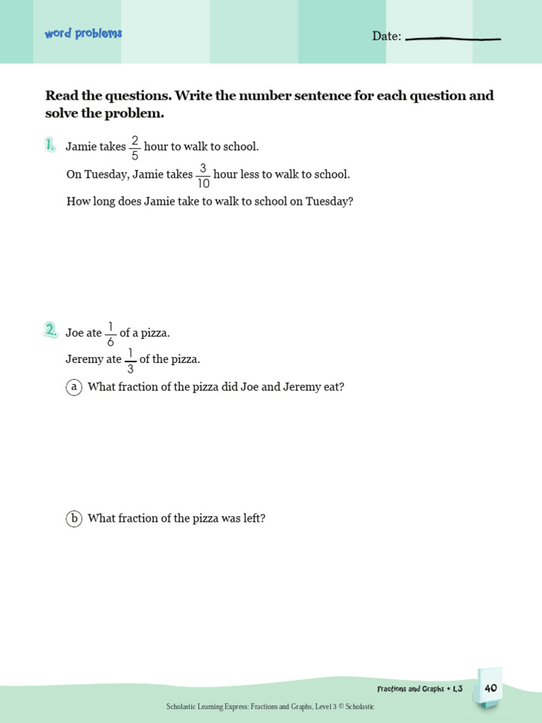 Fractions & Graphs: Level 3 Problems | PDF