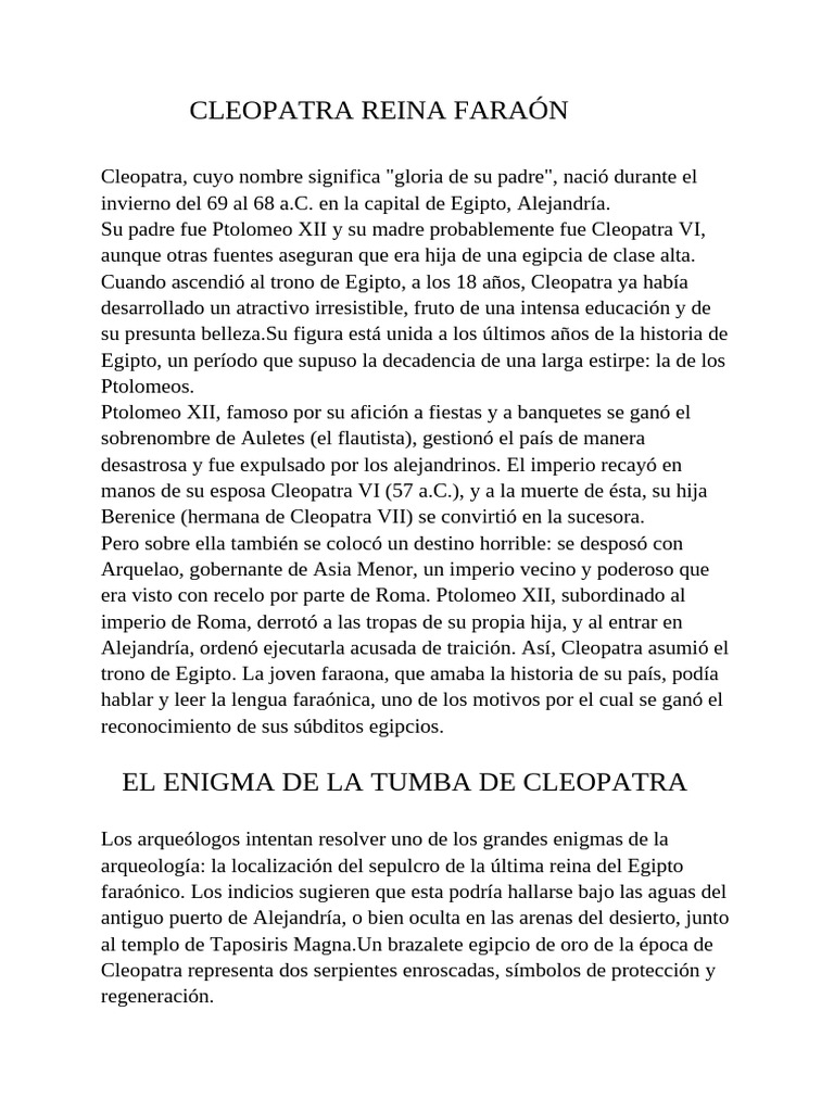 CLEOPATRA | PDF | Cleopatra | Alejandria