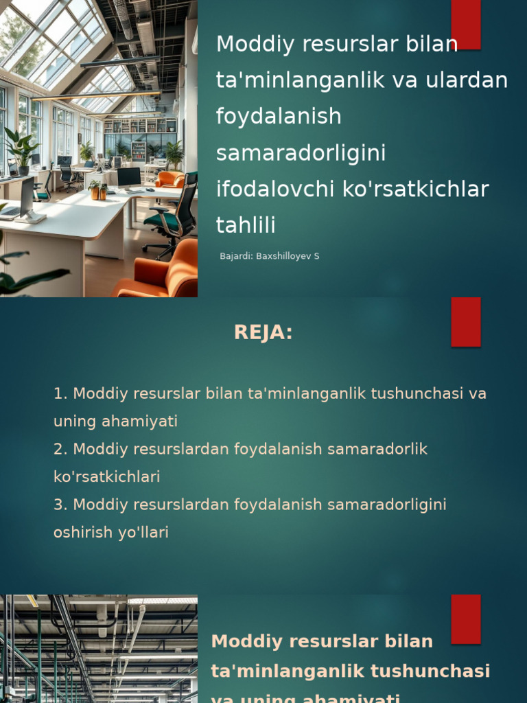 Moddiy Resurslar Bilan Taminlanganlik | PDF