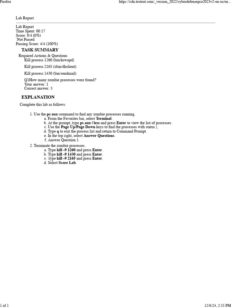 Task Summary: Ps Aux Terminal Ps Aux - Less Enter Page Up/Page Down Q ...