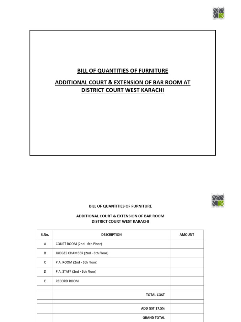 BOQ Compile Record Room District Court West 27th Feb.2023 1 | PDF ...