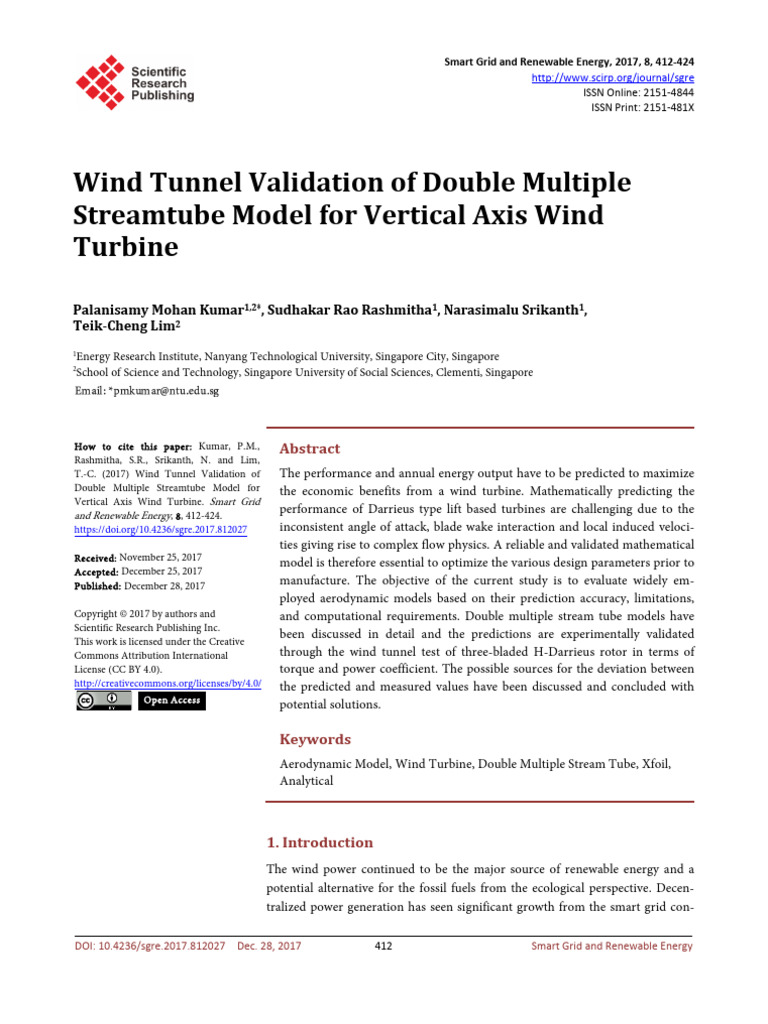 Wind Tunnel Validation of Double Multiple Streamtu (1) | PDF | Wind Turbine | Lift (Force)