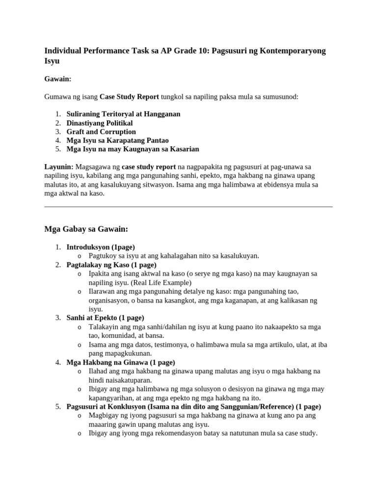 Performance Task AP10Q2 | PDF