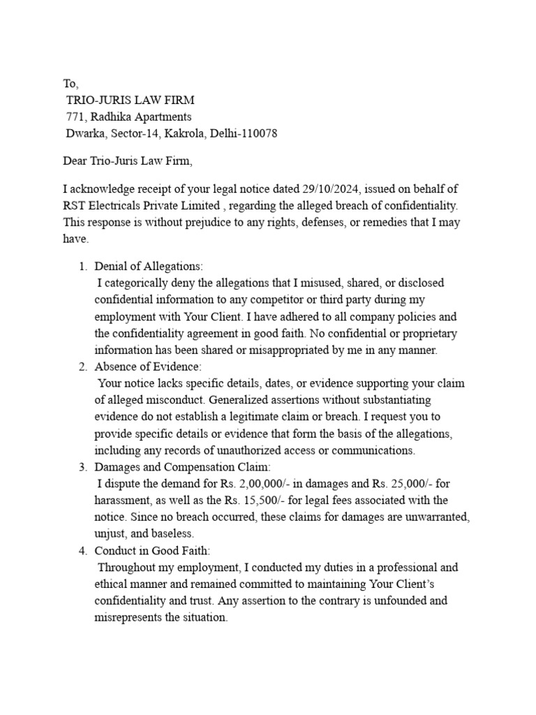 NOTICE | PDF | Confidentiality | Legal Remedy