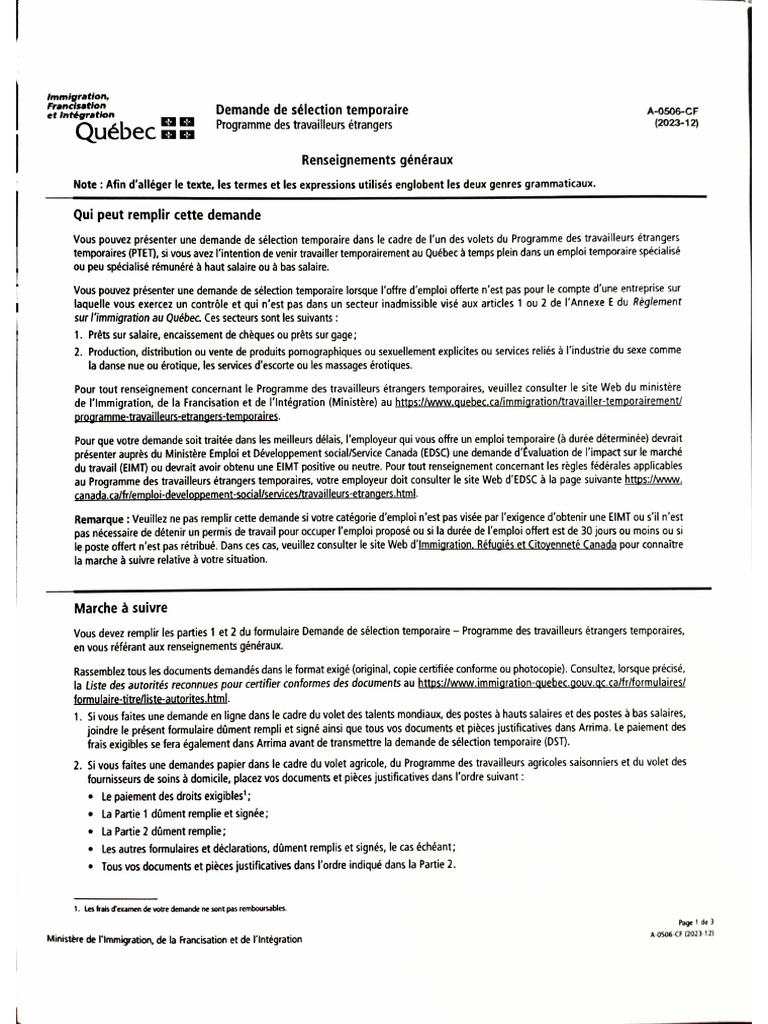 Renseignement Généraux Québec | PDF